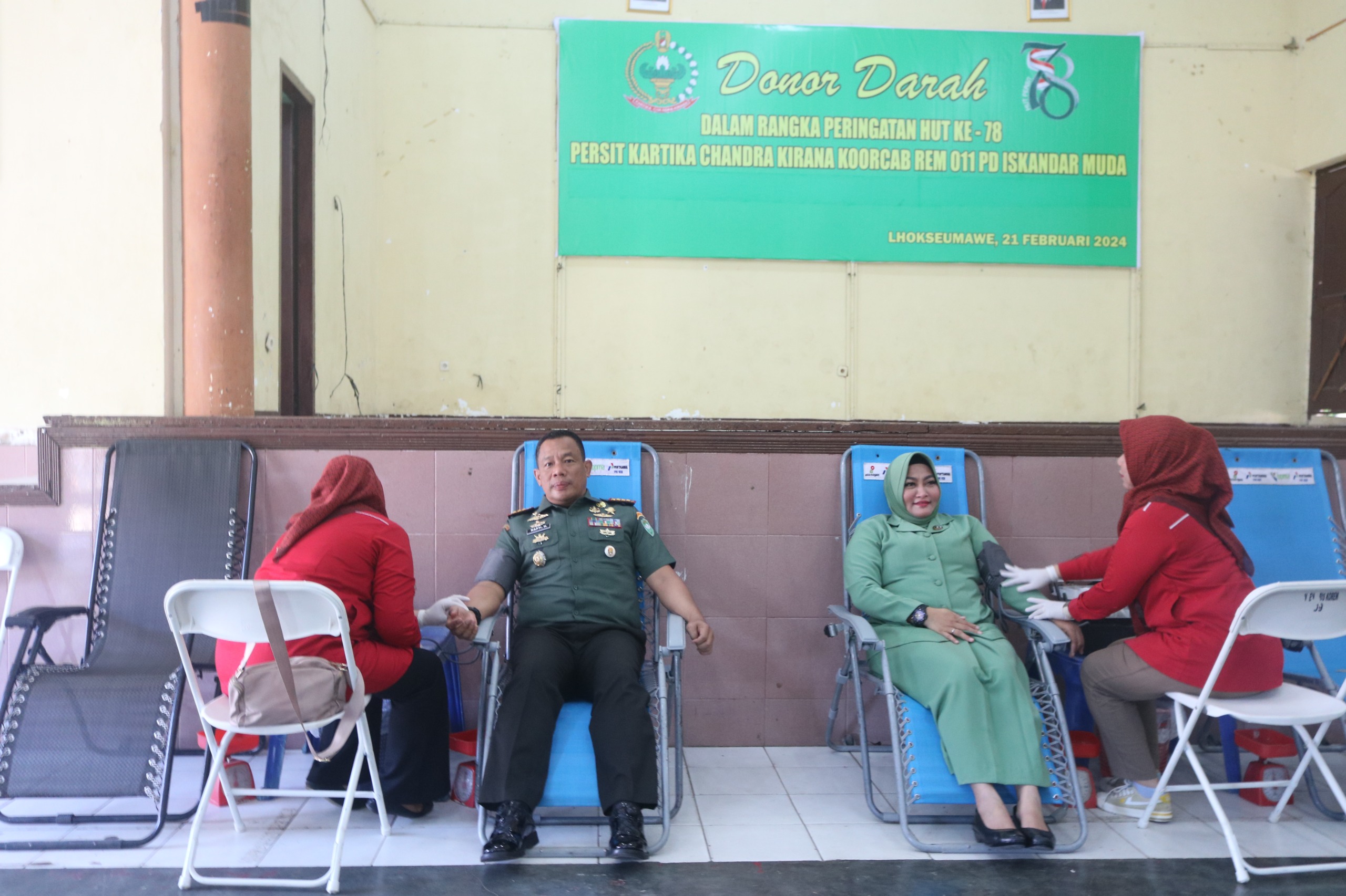HUT Persit ke-78, Korem 011/LW Sumbang 207 Kantong Darah