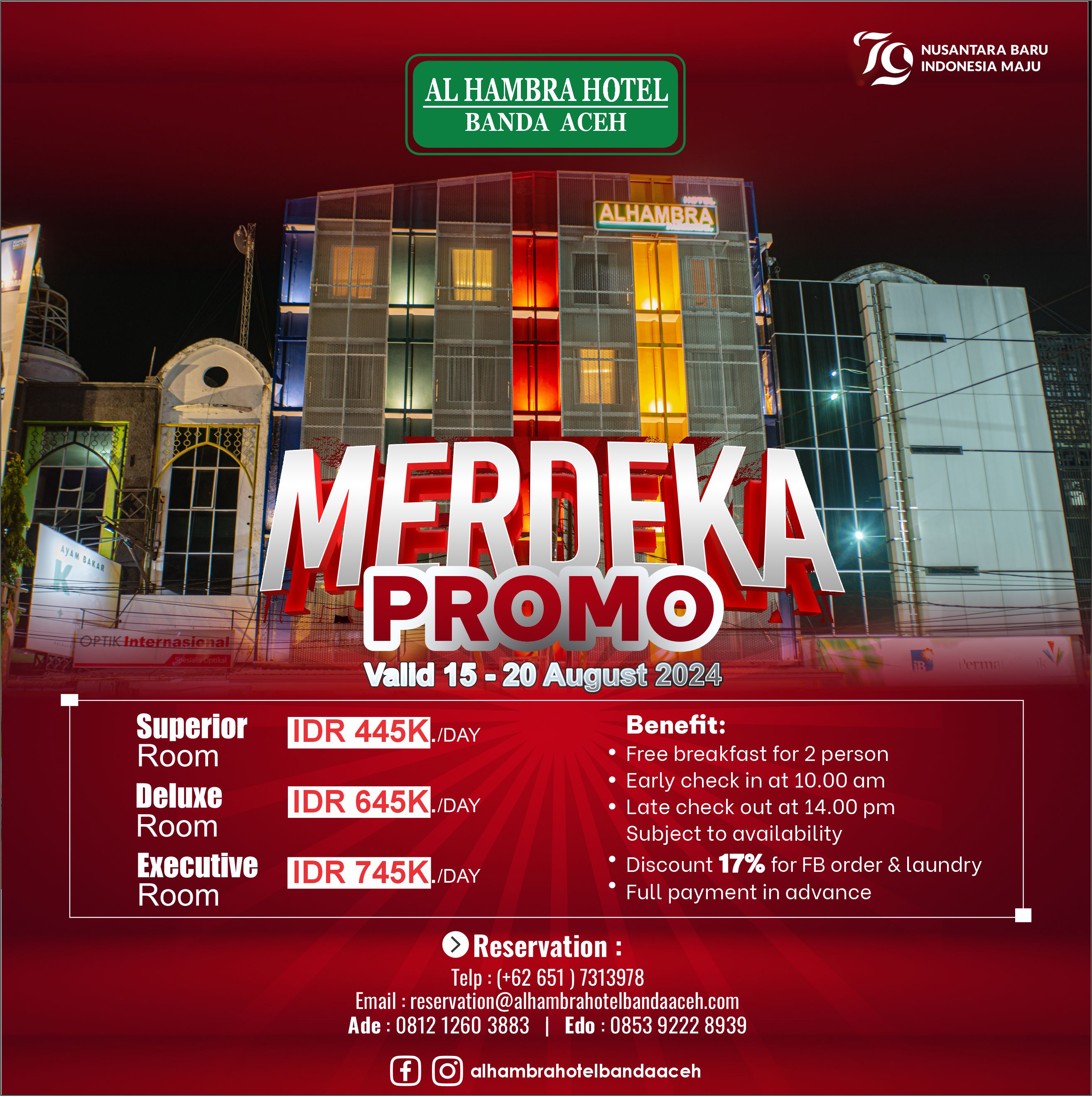 Nikmati Promo "Merdeka" Menginap di Al Hambra Hotel Banda Aceh