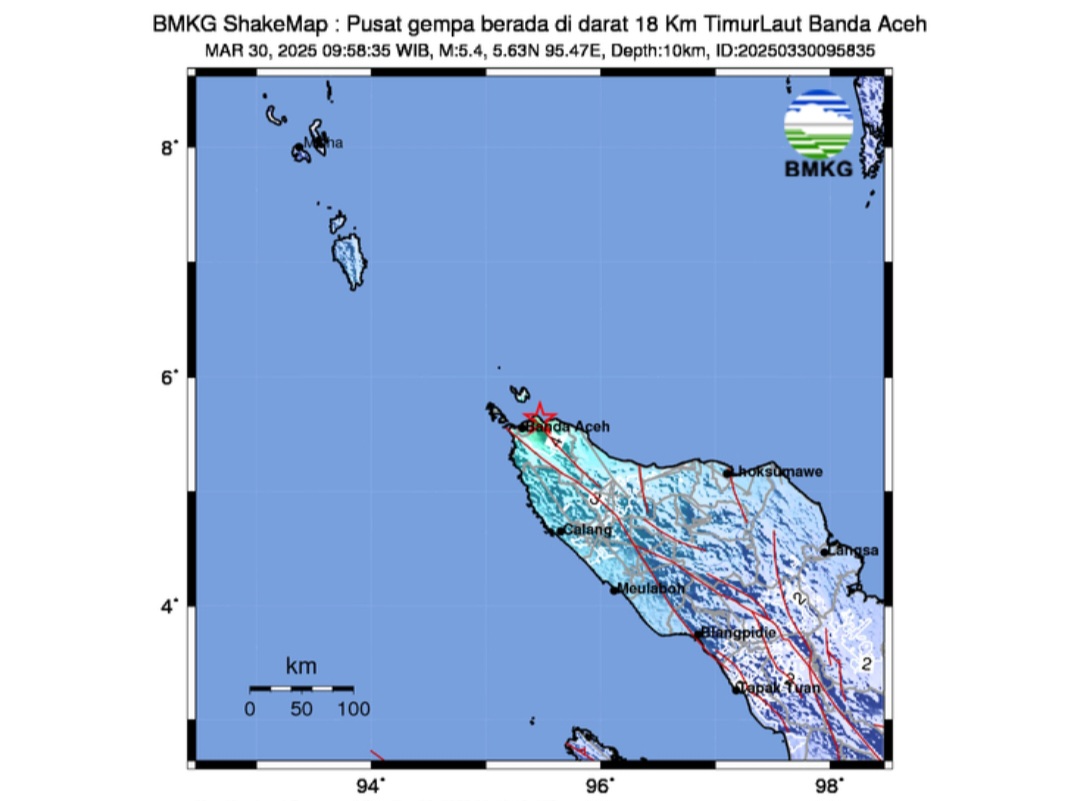 Banda Aceh Diguncang Gempa 5,4 SR